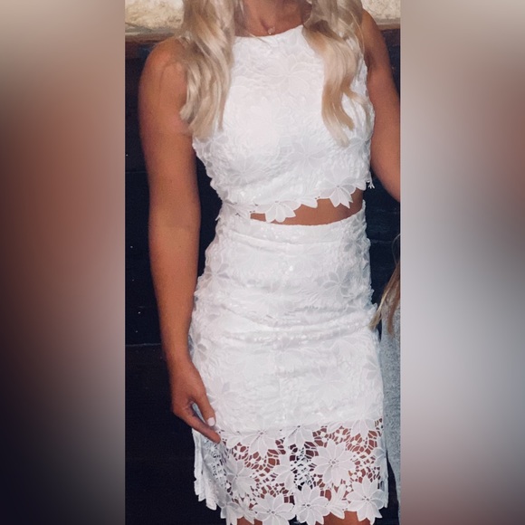 Lulus | Dresses | White Two Piece Dress Worn Once | Poshmark